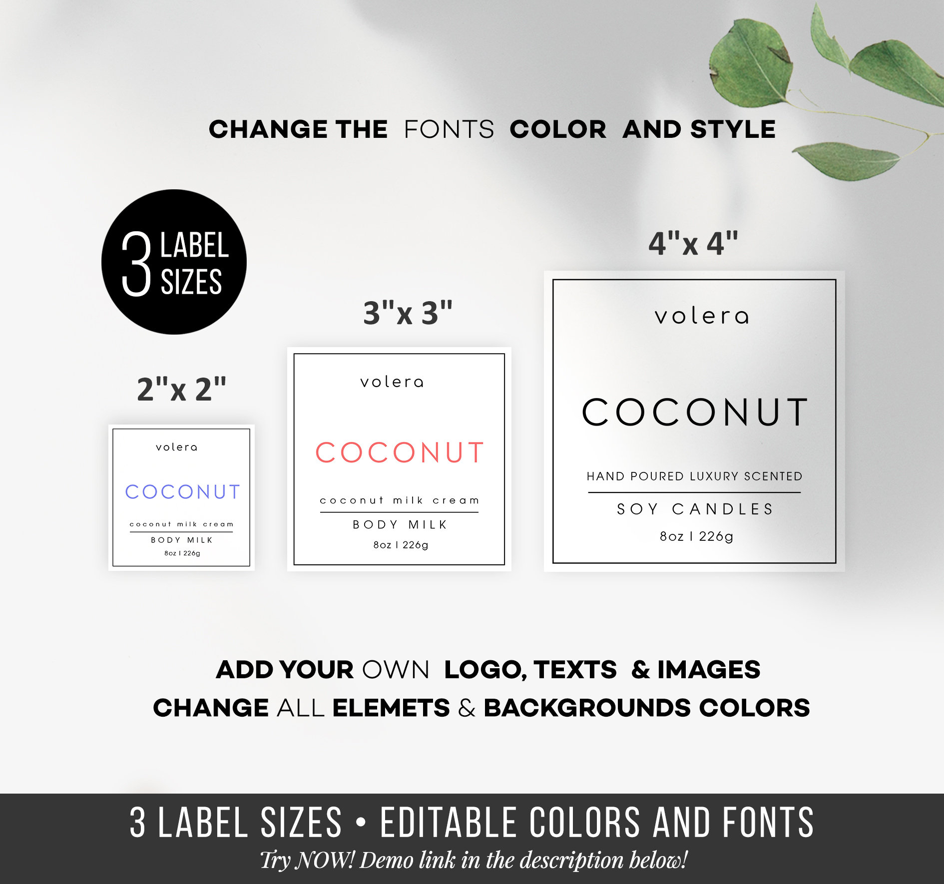 2'',3'',4'' DIY Labels - Product Label Template - Editable Stylish ...