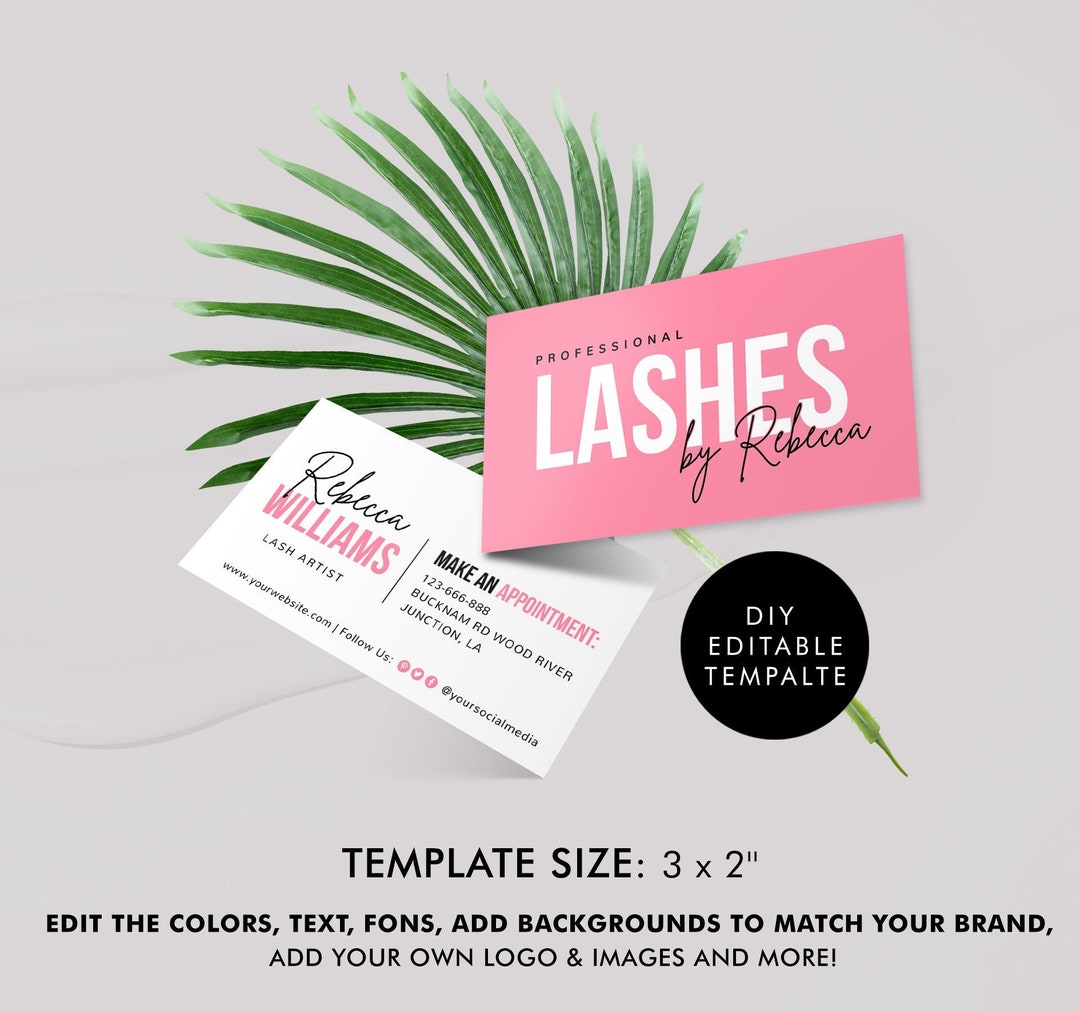 DIY Lash Business Card Template, Editable Lashes Beauty Card Template ...