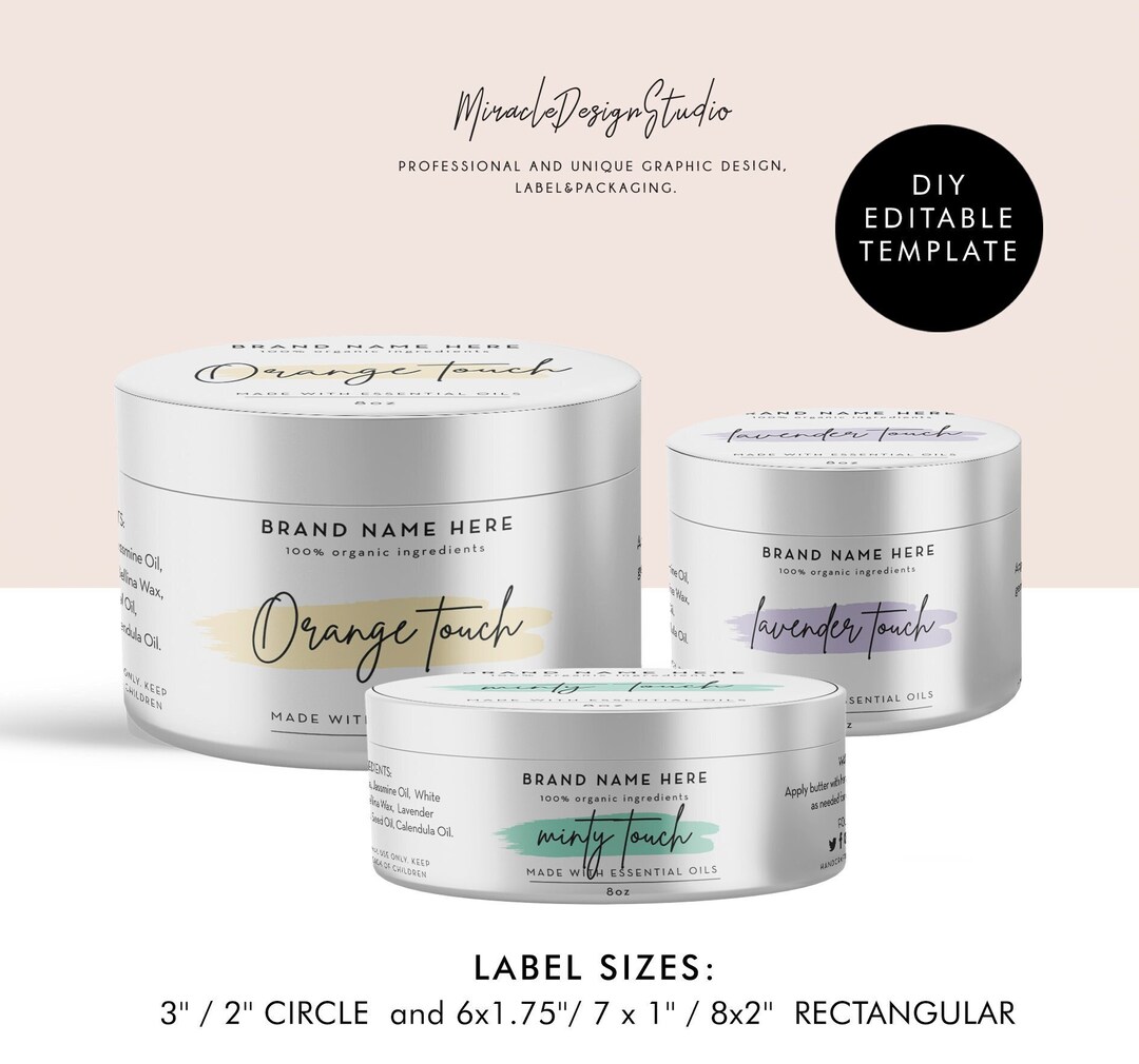 DIY Label Templates, Editable Body Product Labels, Wrap Around Jar ...