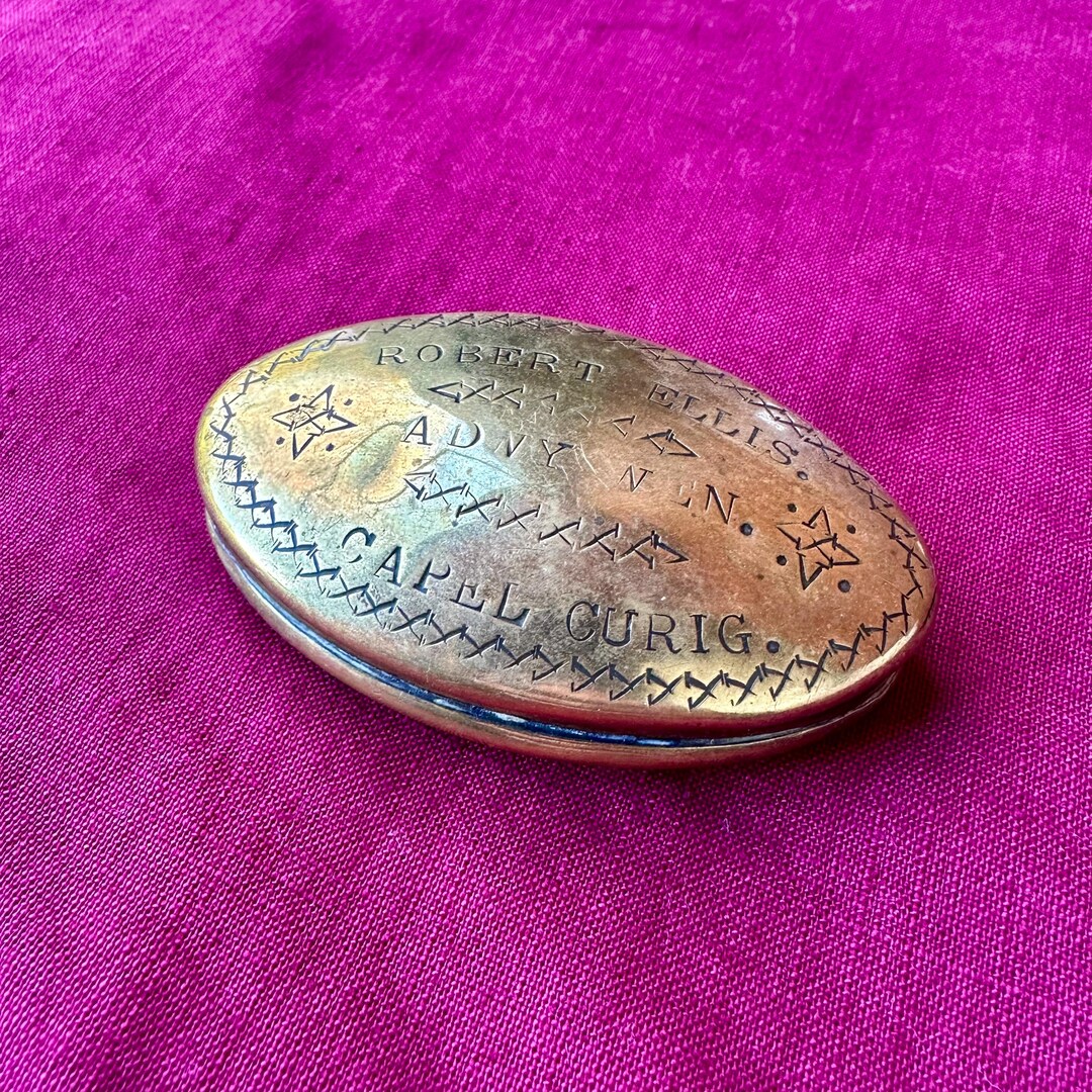 Welsh Miners Brass Snuff Box / 1800s Victorian Tobacco Colliery ...