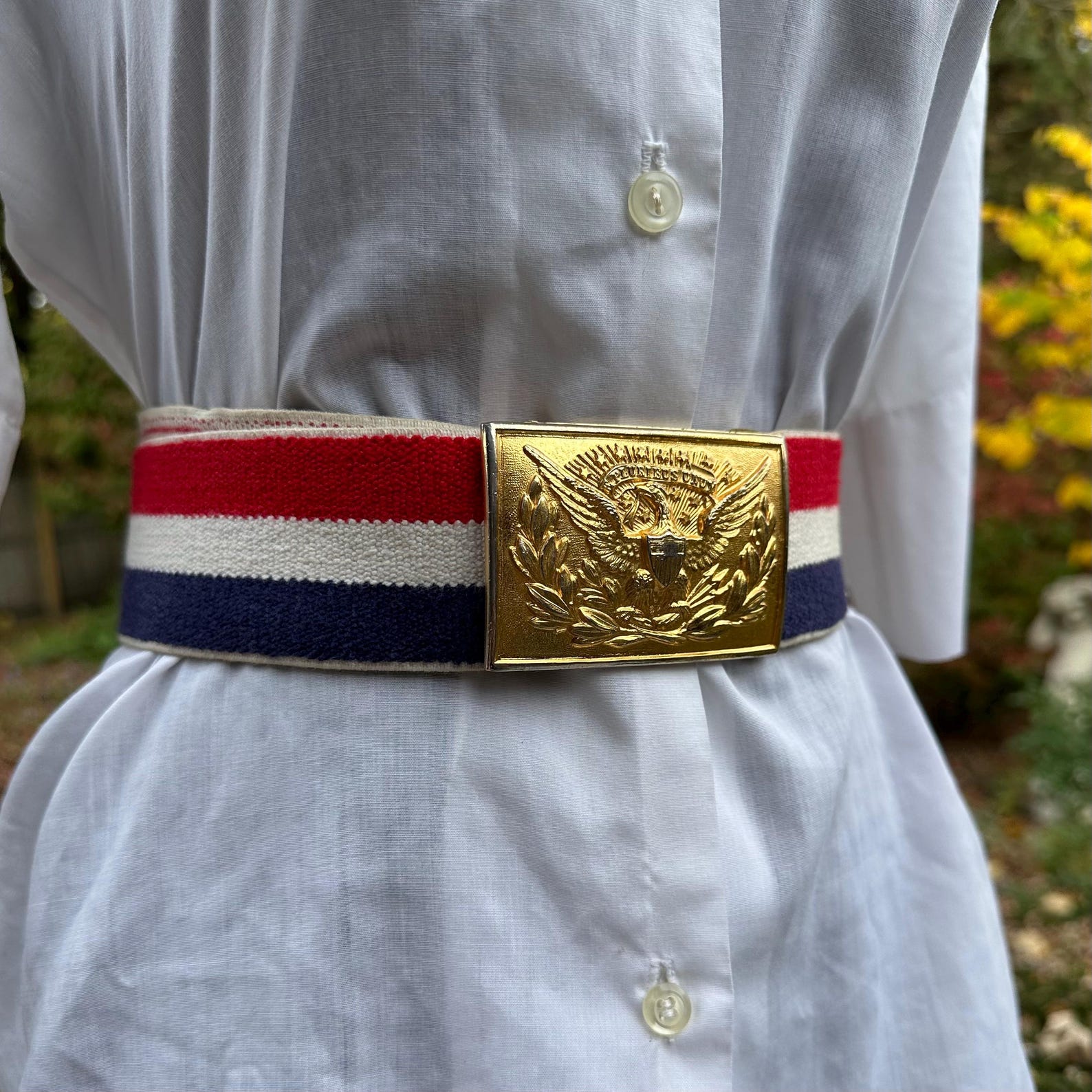 US Army Officers Ceremonial Solid Brass Belt Buckle With Red White and ...