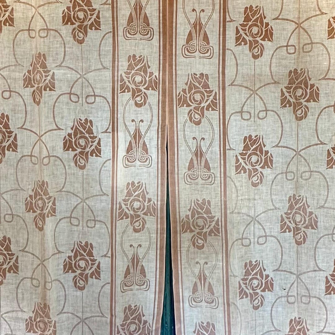 Charles Rennie Macintosh Roses Arts & Crafts Curtain Pair / Authentic ...