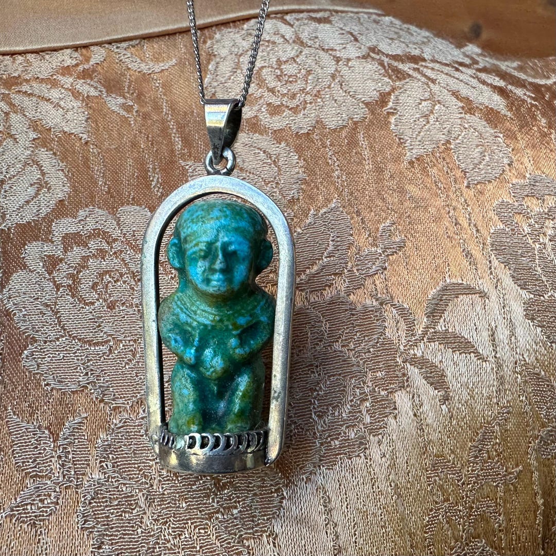Ancient Egyptian Sterling Silver Faience Mummybead Amulet / Protection ...