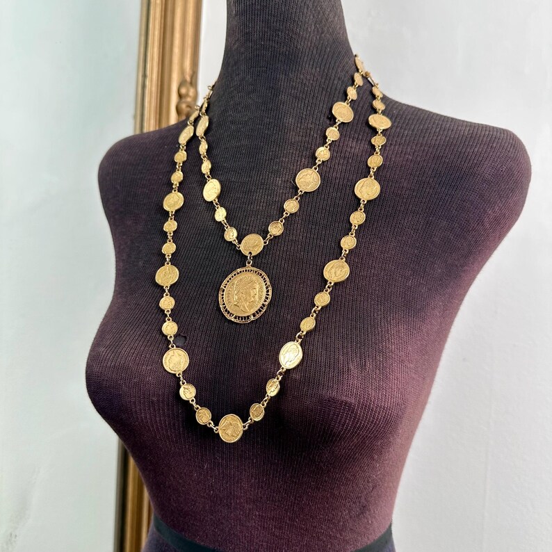 1970s Gold Coin Statement Necklace French Emperor Napoleon Bonaparte ...