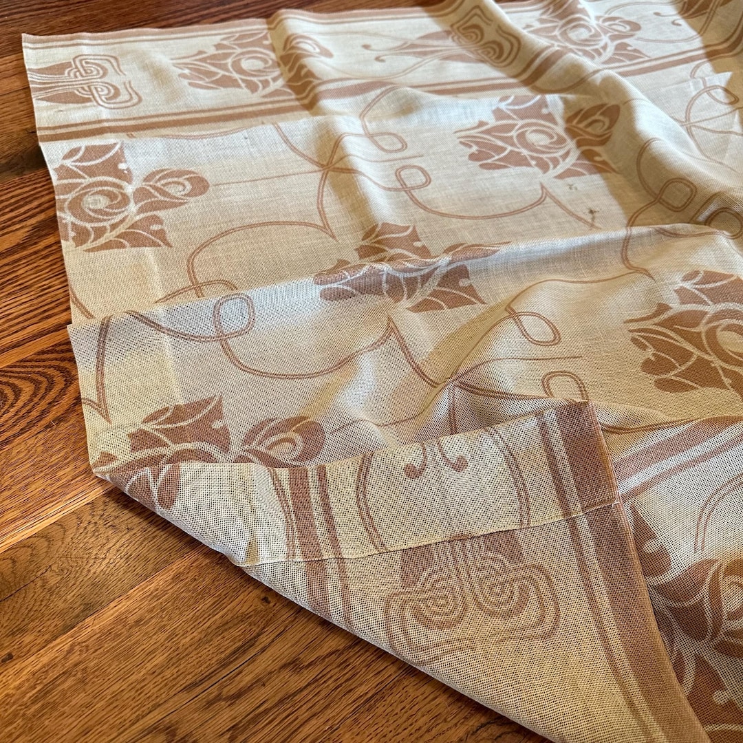 Macintosh Roses Arts & Crafts Linen Curtain Pair / Charles Rennie ...