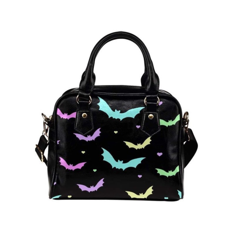 Spooky Pastel Goth Bat Print Ladies Everyday Handbag Shoulder Bag Punk ...