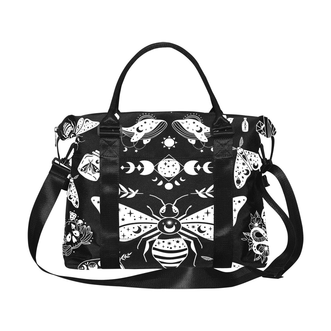 Black Witchy Celestial Moth, Gothic Travel Bag, Halloween Duffel Bag ...