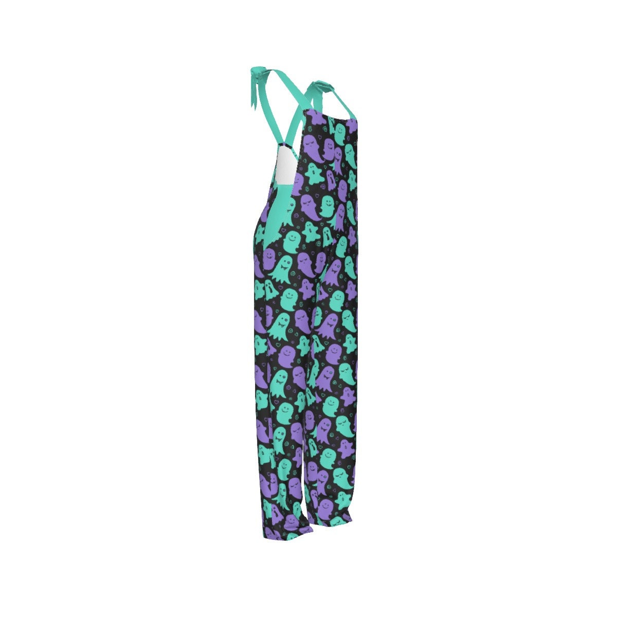 Green & Purple Ghost Print Dungarees - Spooky Kawaii Overalls - Etsy