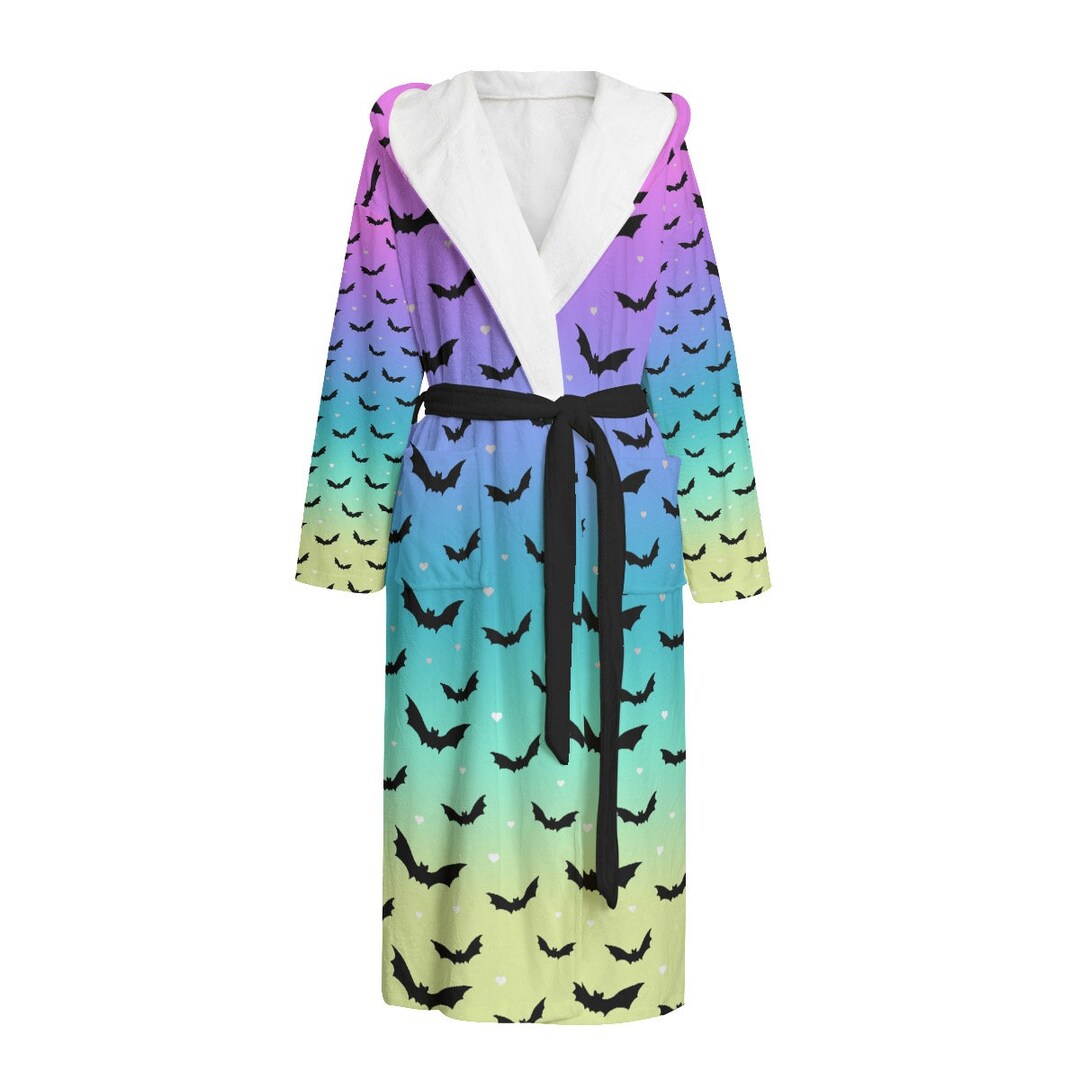 Pastel Goth Rainbow Ombre Bats Spooky Print Dressing Gown Bathrobe - Etsy