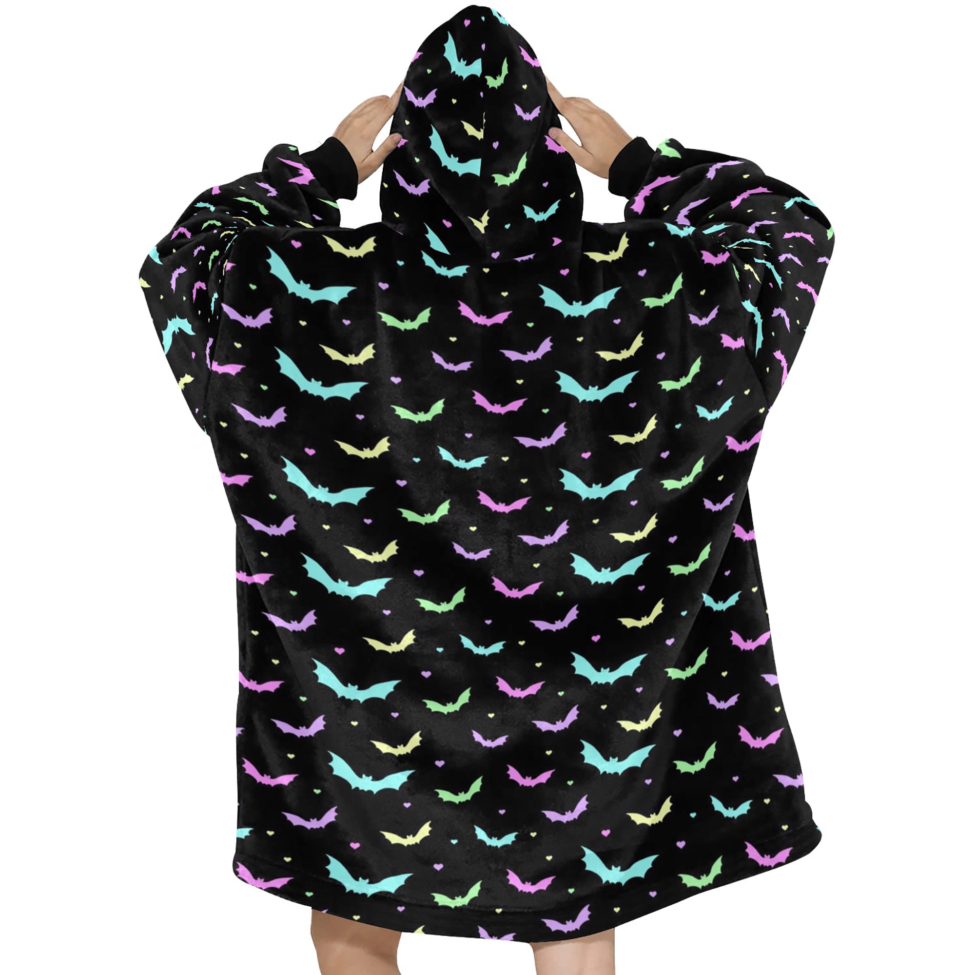 Pastel Goth Bats Spooky Halloween Theme Blanket Hooded Jumper Hoodie ...