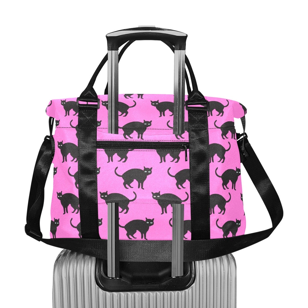 Pink Halloween Black Witches Cat Bag, Gothic Travel Bag, Halloween ...