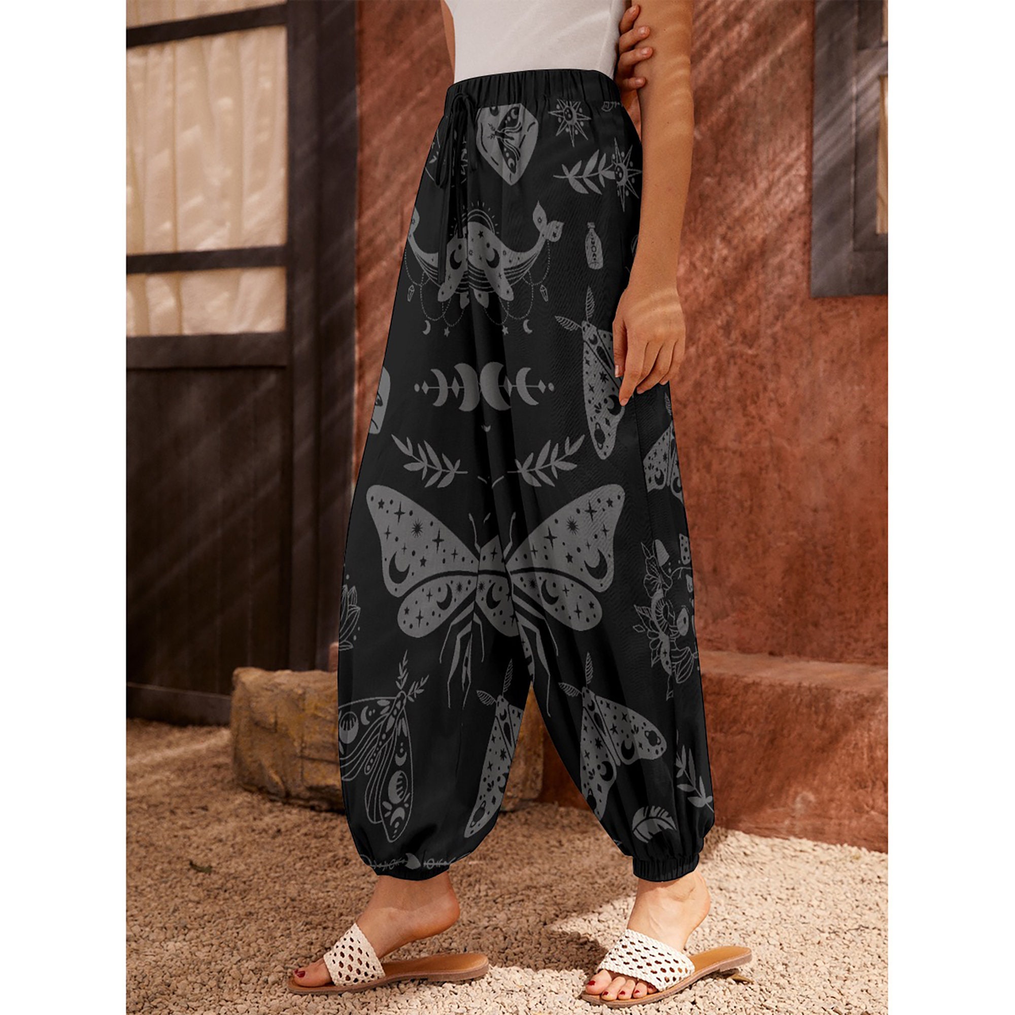 Celestial Witchy Goth Moth Unisex Harem Pants Trousers - Etsy