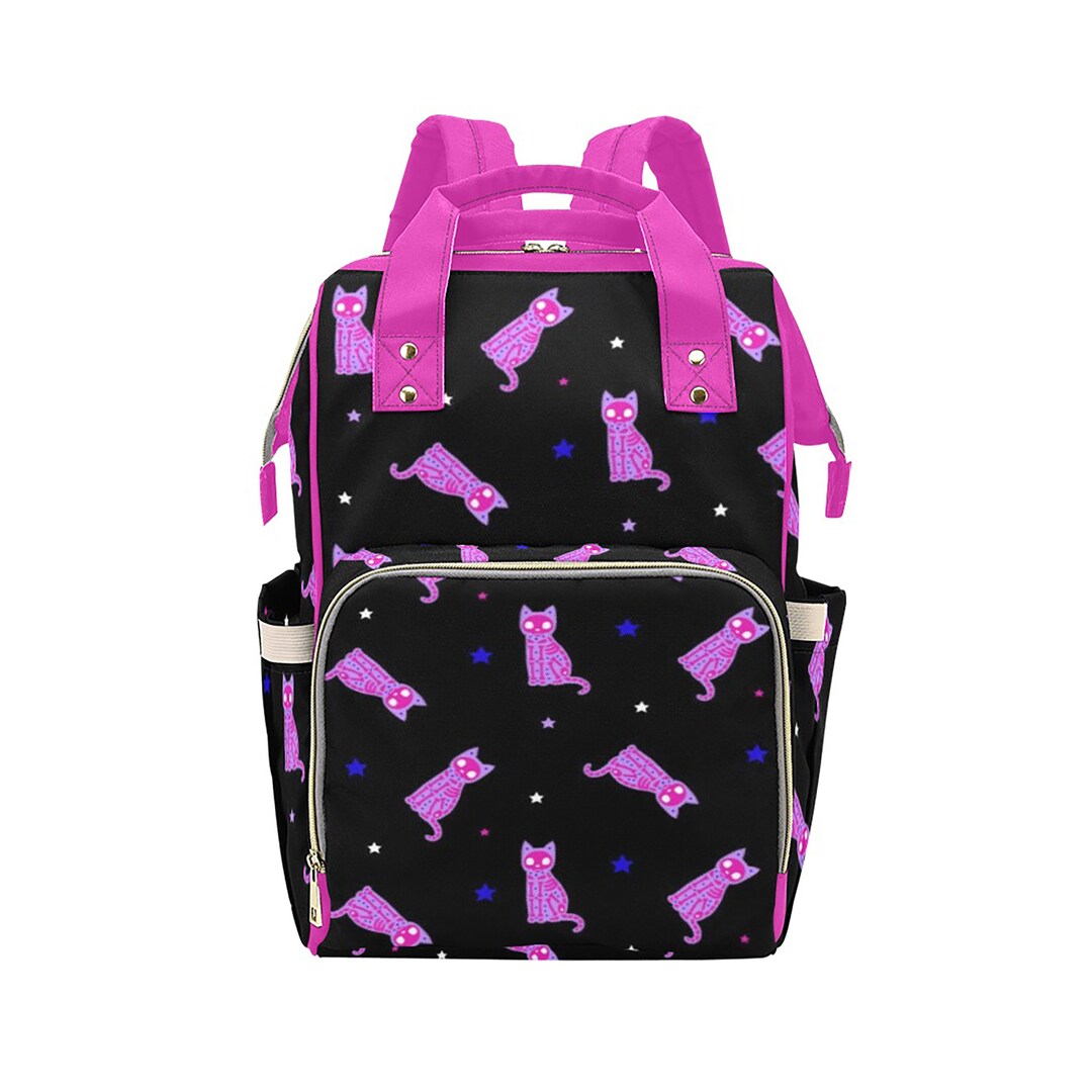 Pink Punk Skelecat Skeleton Diaper Backpack Mommy Bag Travel Changing ...