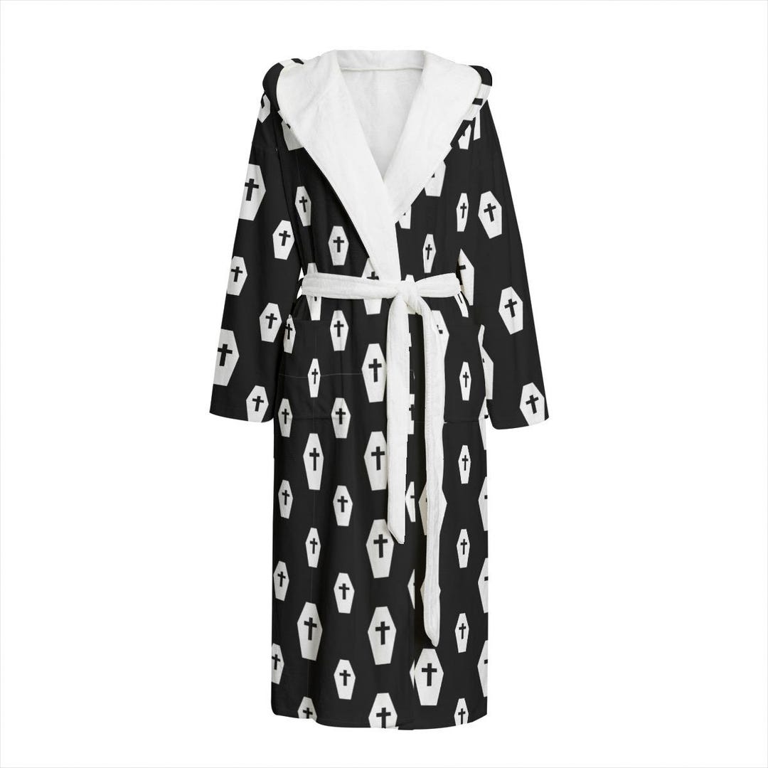 Black Coffin Gothic Spooky Print Dressing Gown Bathrobe - Etsy