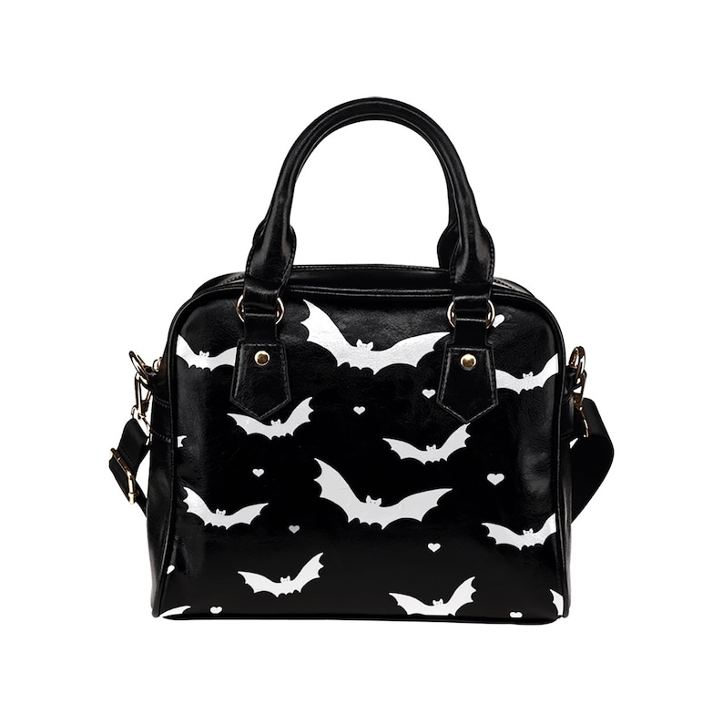 Spooky Black & White Bat Print Ladies Everyday Handbag Shoulder Bag ...
