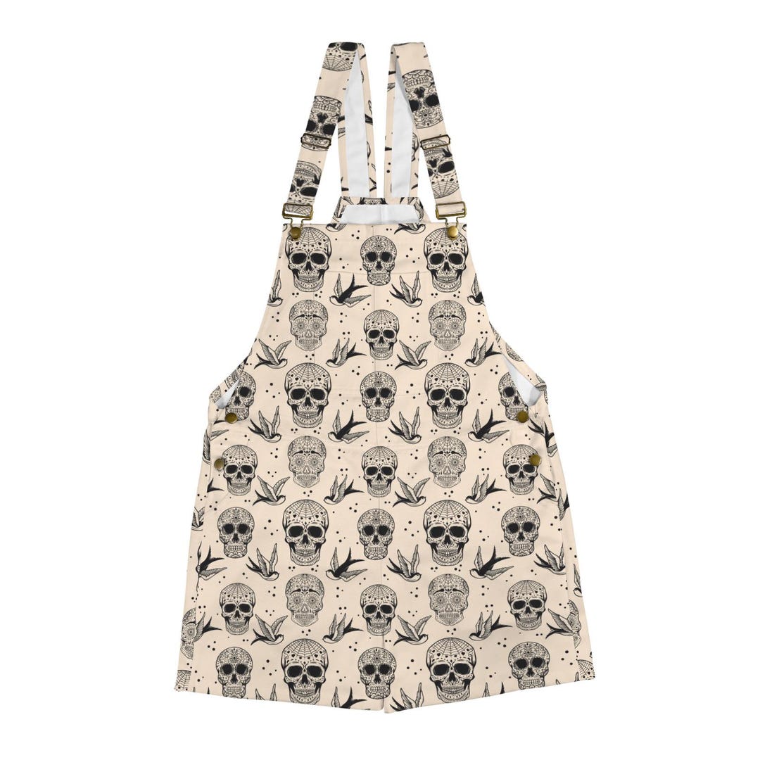 Sugar Skull Gothic Shortalls Overalls Dungaree Shorts Unisex - Etsy