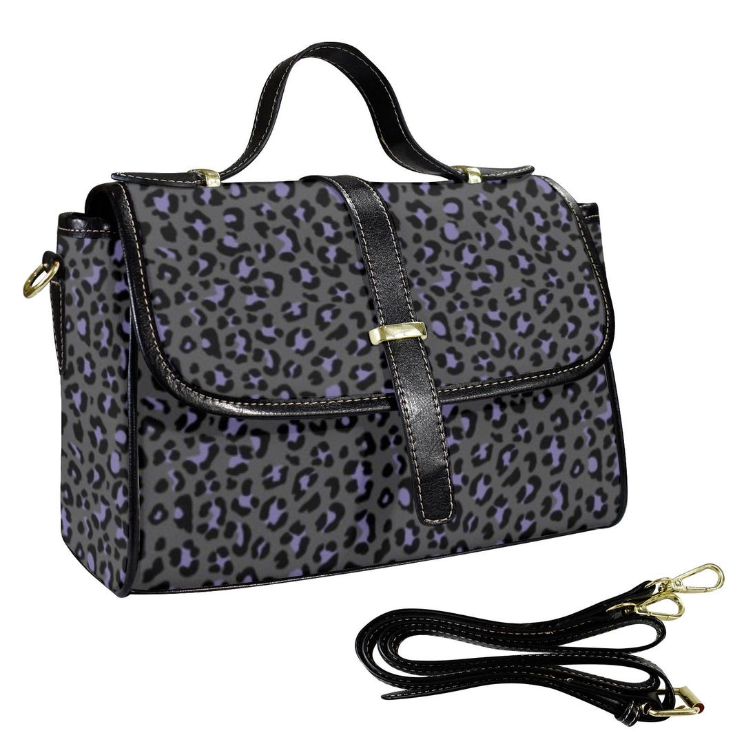 Purple Leopard Animal Print Ladies Satchel Bag Handbag Halloween Goth ...