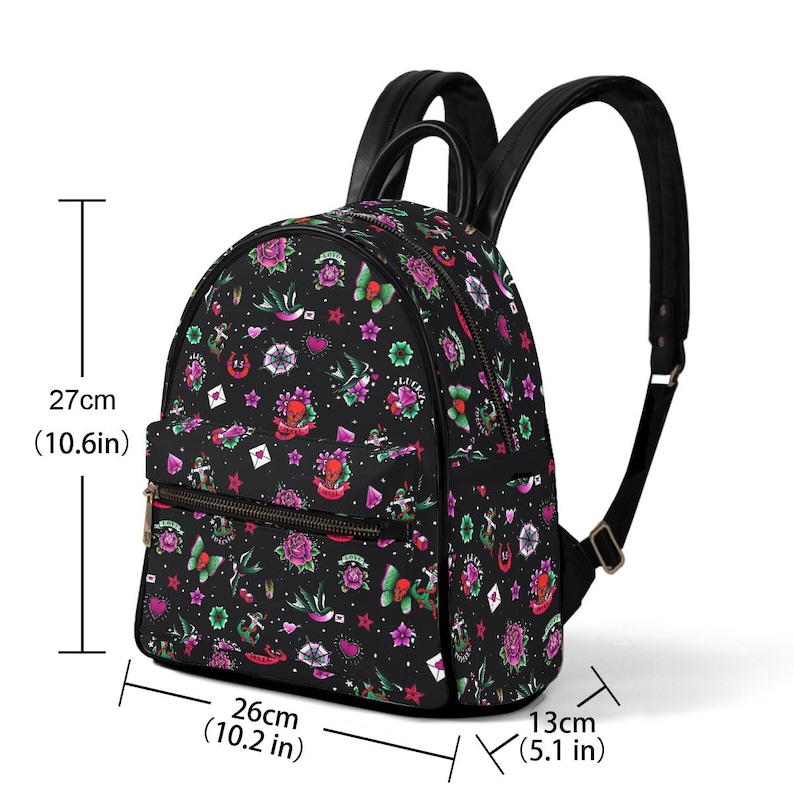 Black Retro Old School Tattoo Mini Backpack Punk Goth - Etsy