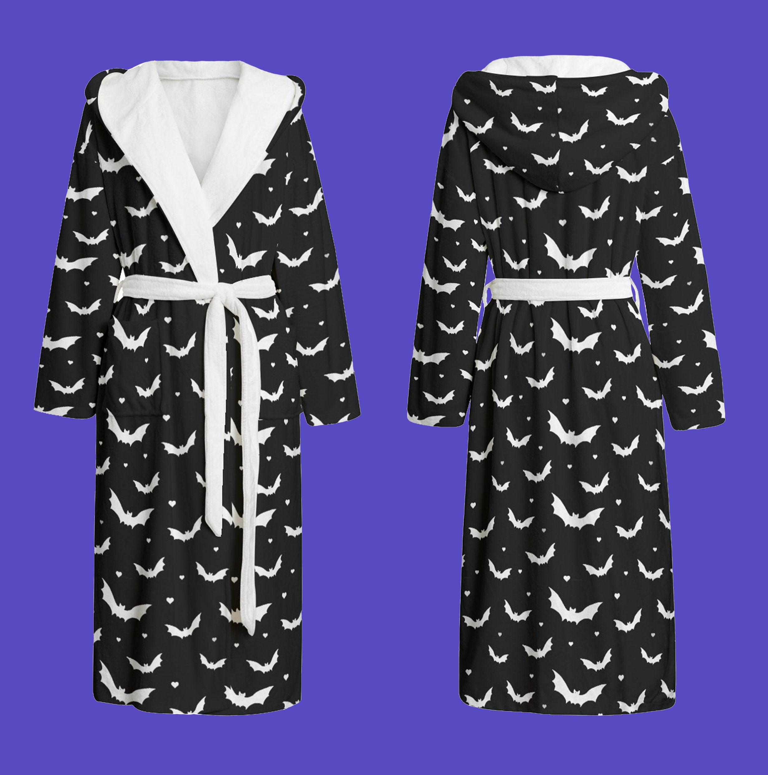 Black Bats Spooky Print Dressing Gown Bathrobe - Etsy