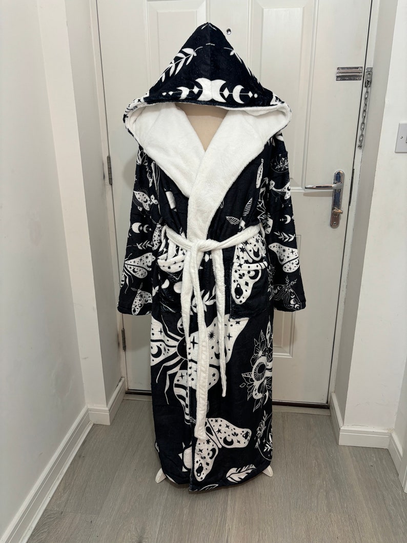 Celestial Witchy Goth Moth Print Dressing Gown Bathrobe - Etsy