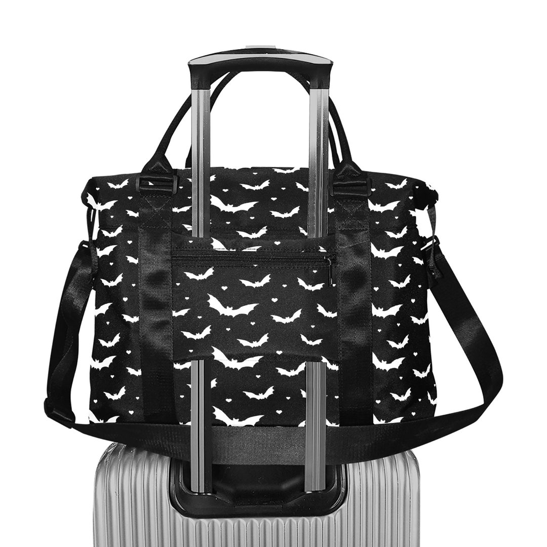 Black White Bats Halloween Bag, Gothic Travel Bag, Halloween Duffel Bag ...