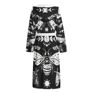 Celestial Witchy Goth Moth Print Dressing Gown Bathrobe - Etsy