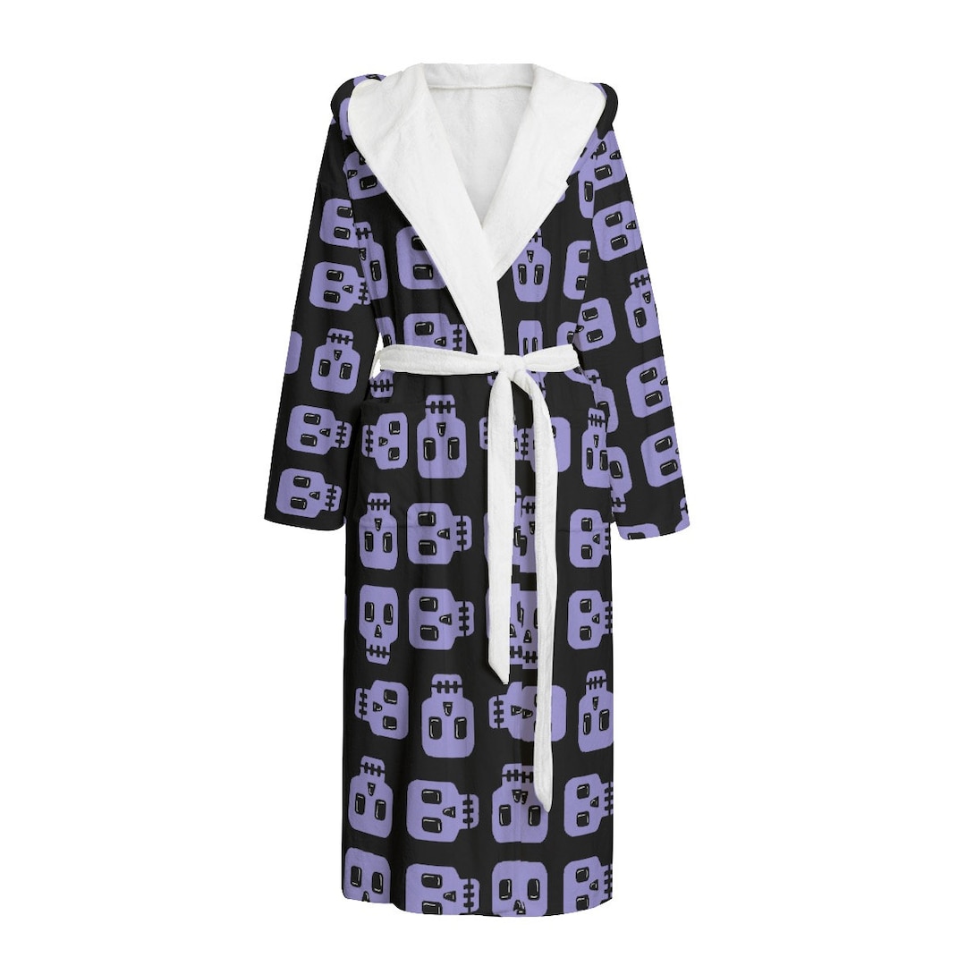Purple Block Skull Print Dressing Gown Bathrobe - Etsy