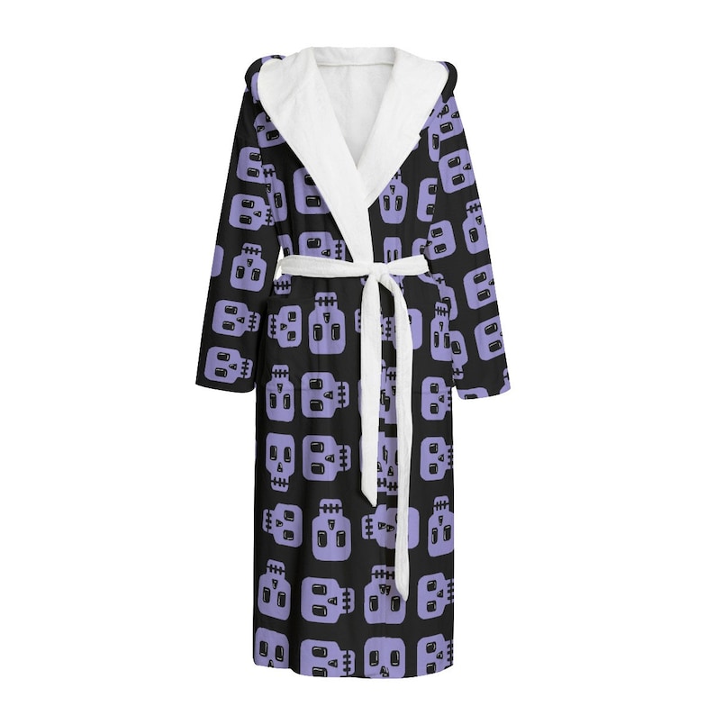 Purple Block Skull Print Dressing Gown Bathrobe - Etsy