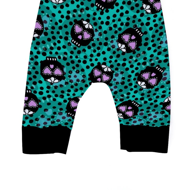 Green Mexican Sugar Skull Baby Romper Footie Suit Alternative Goth ...