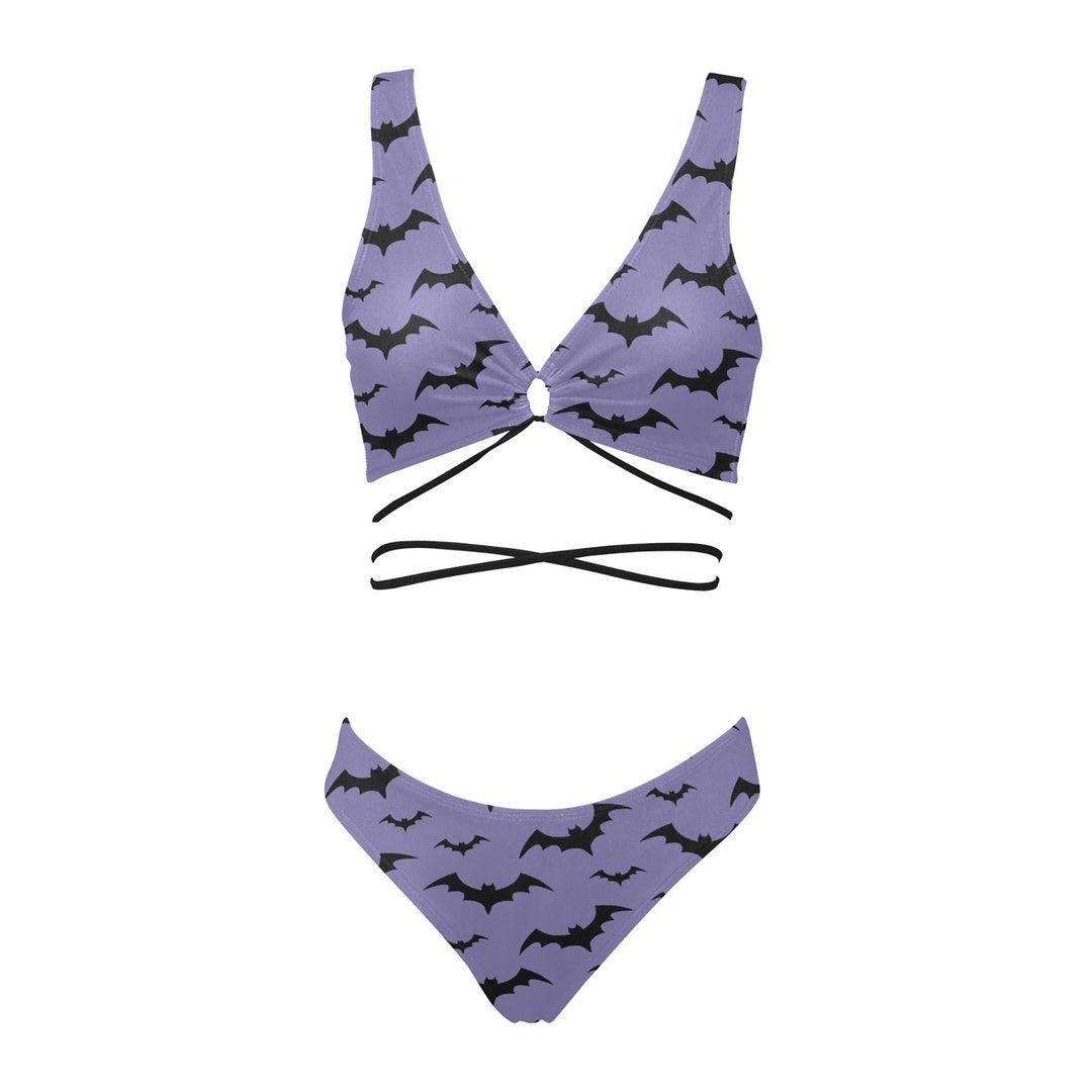 Lilac Bat Gothic String Bikini Swimsuit Set Summer Holiday - Etsy
