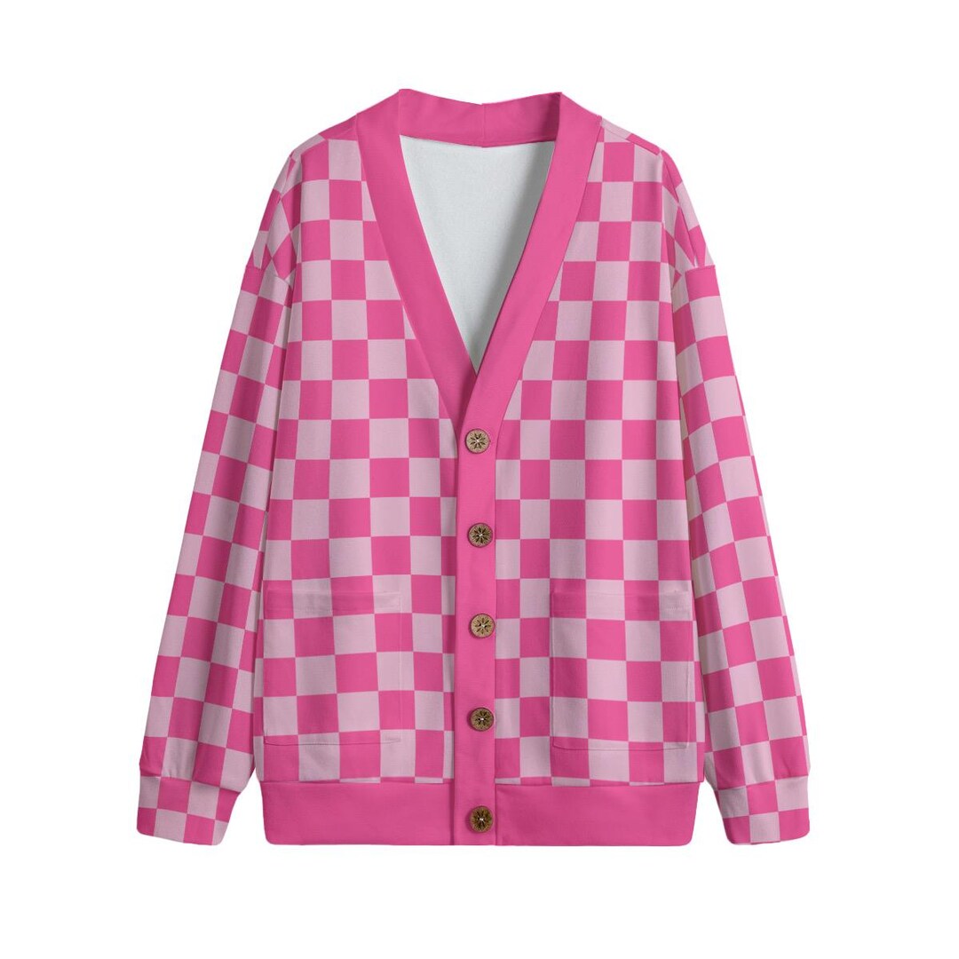 Pink Checkered Punk Cardigan Jumper Unisex Plus Size S-5XL - Etsy