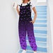 Purple Black Ombre Bat Spooky Halloween Print Ladies Dungarees Overalls ...