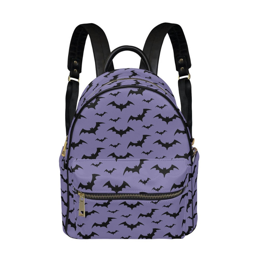 Mini Purple Black Bat Print Backpack Bag Halloween Goth - Etsy