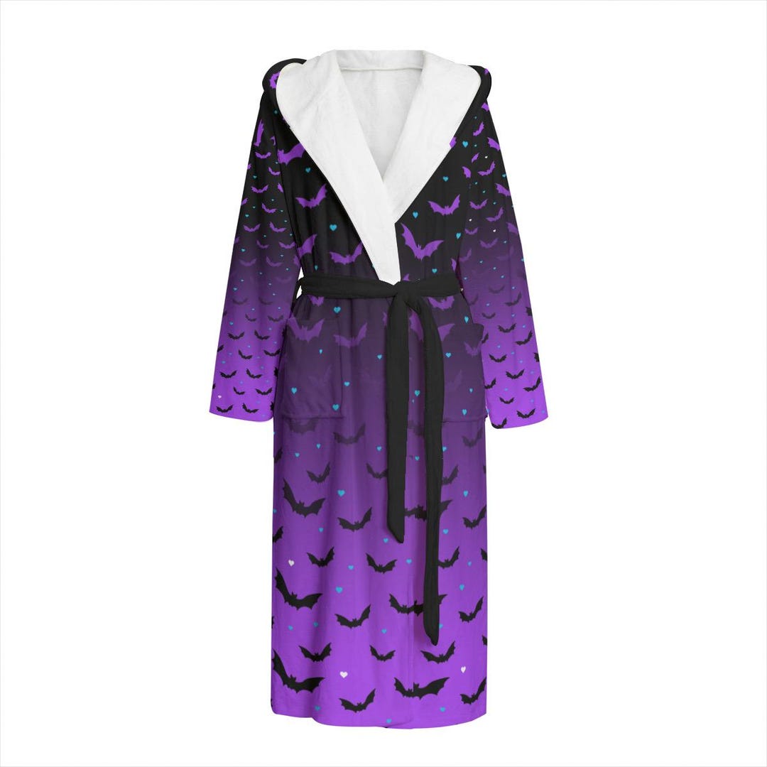 Ombre Bats Purple Goth Print Dressing Gown Bathrobe - Etsy