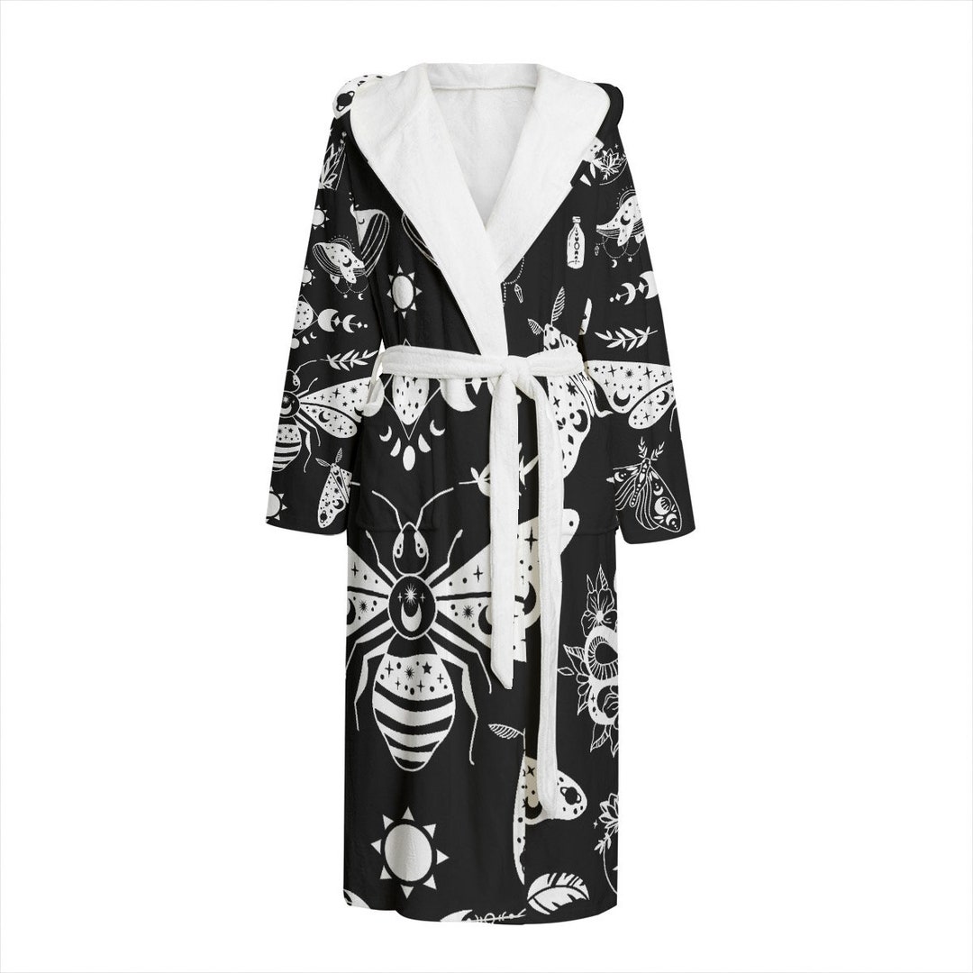 Celestial Witchy Goth Moth Print Dressing Gown Bathrobe - Etsy