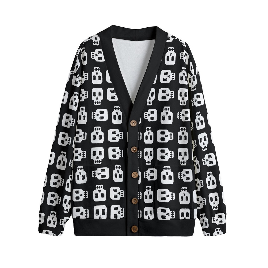 Black White Block Skull Punk Cardigan Jumper Unisex Plus Size S-5XL - Etsy