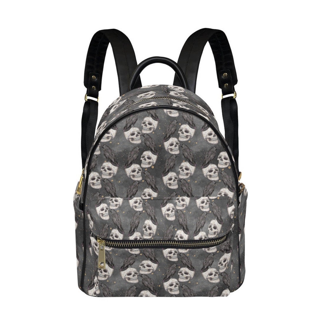 Small Grey Skulls and Crows Grey Backpack Halloween Gothic Vibe - Etsy