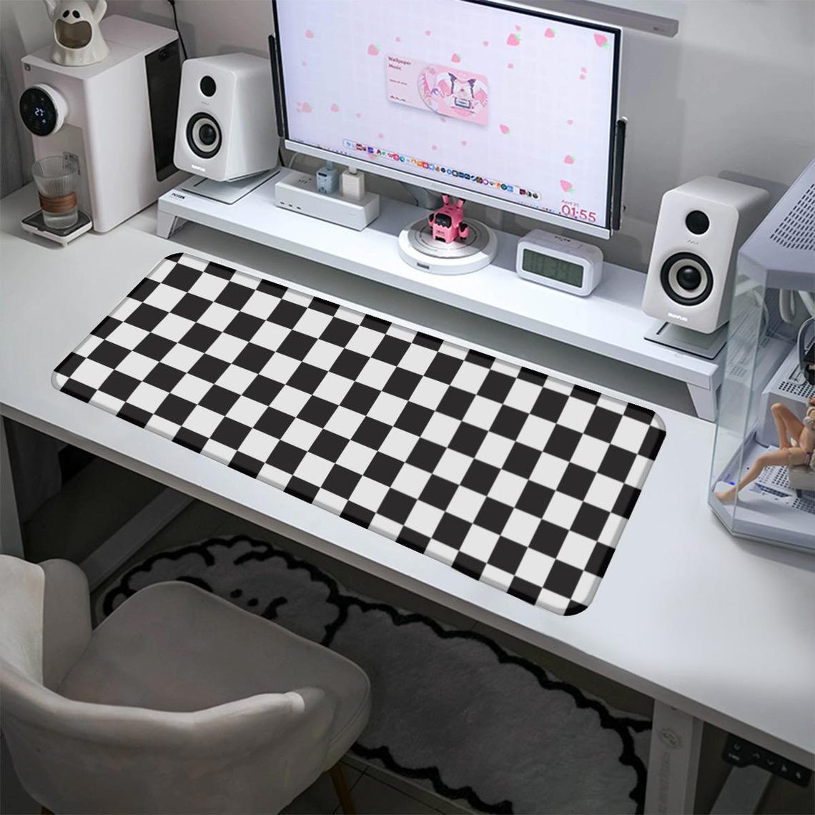 Black & White Checkered Mousepad Gothic Desk Mat Mouse Keyboard Pad ...