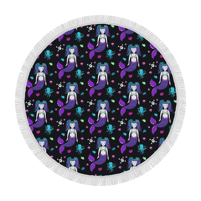 Gothic Mermaid Round Beach Blanket - Goth Home Decor, Beach Shawl - Etsy