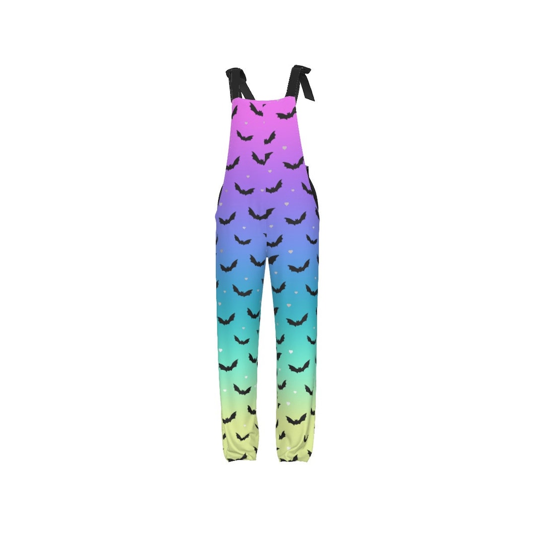 Rainbow Ombre Bat Print Ladies Dungarees Overalls Gothic - Etsy