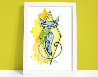 Modern cat art | Etsy