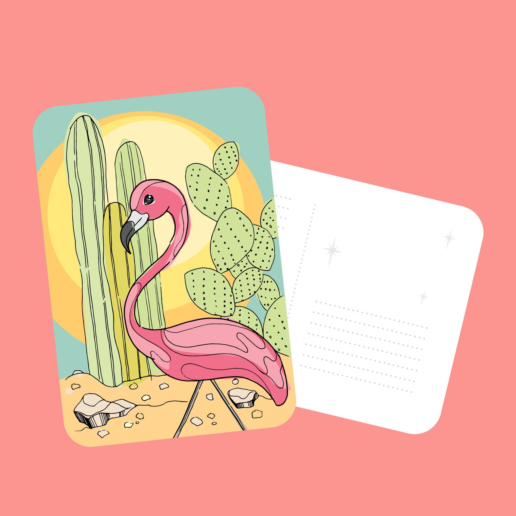 Pink Flamingo Palm Springs Postcard - Etsy