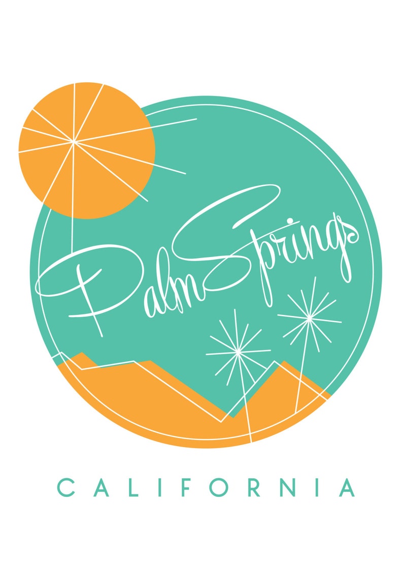 Palm Springs Logo Mid Century Modern Kitsch Postcard Print - Etsy
