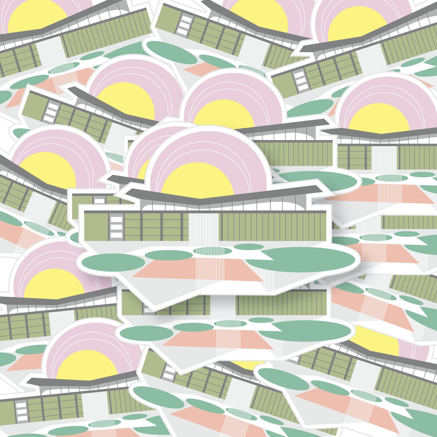 Palm Springs Mid Century Modern House Butterfly Roof Sticker - Etsy