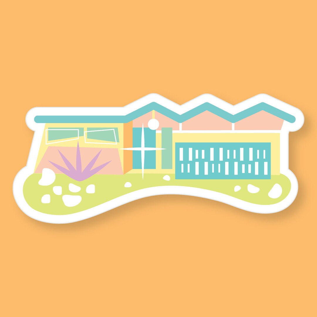 Palm Springs Mid Century Modern House Sticker - Etsy