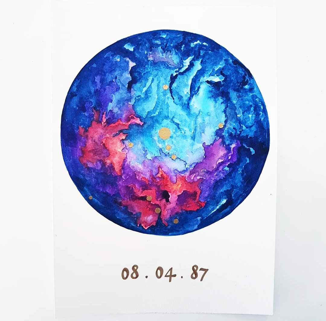 Custom Planetary Positions Chart Watercolour Painting - Etsy