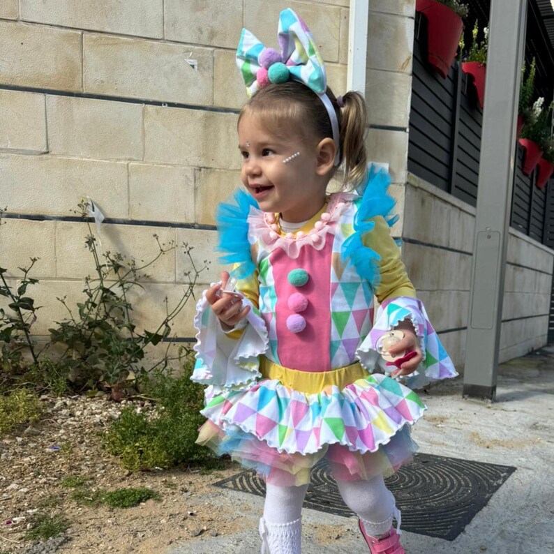 Handmade Cute Girl Clown Costume, Colorful Baby Clown Outfit, Handmade ...