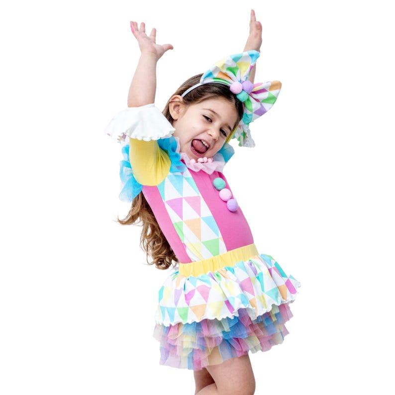 Handmade Cute Girl Clown Costume, Colorful Baby Clown Outfit, Handmade ...