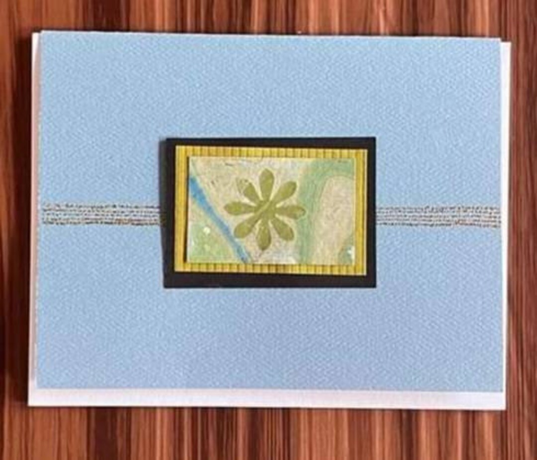 Set of 6 Blank Handmade Cards With a Single Flower on Layered Papers - Etsy