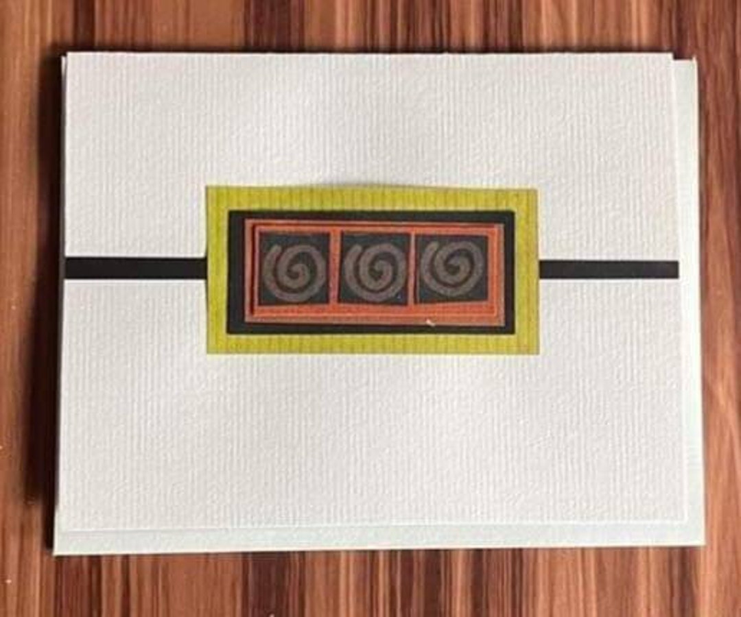 Set of 6 Blank Handmade Cards With Gold Swirl on Layered Papers - Etsy